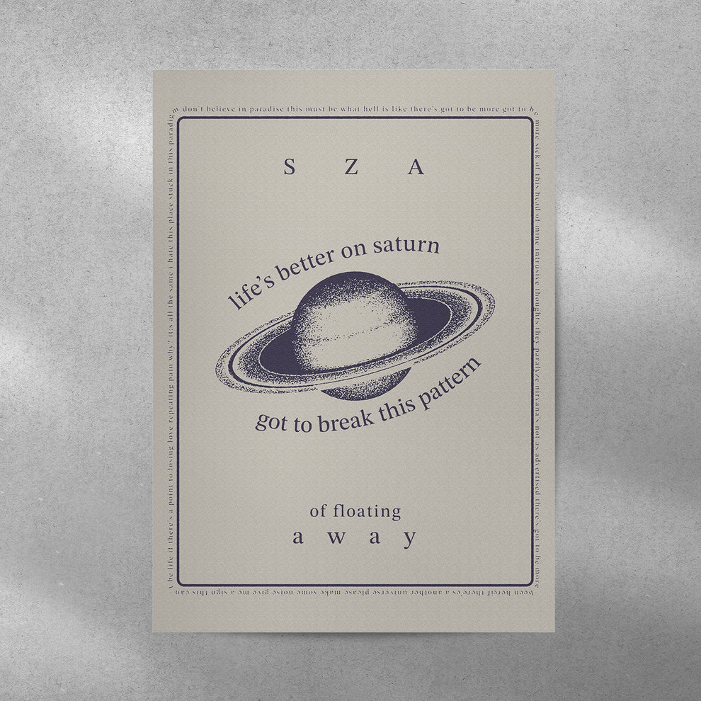 SZA Saturn Spotify Aesthetic Metal Poster by Culltique