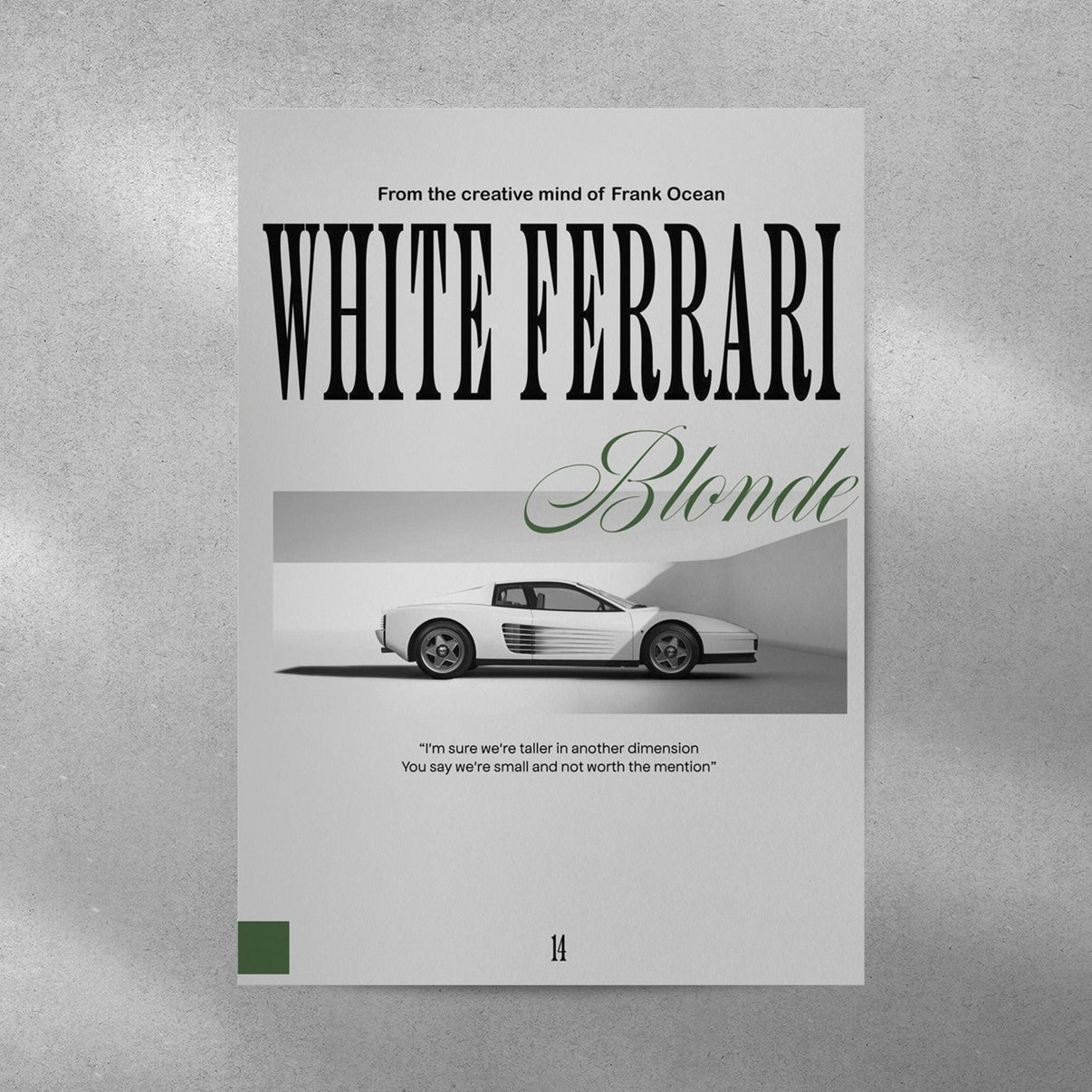 White Ferrari Spotify Aesthetic Metal Poster by Culltique